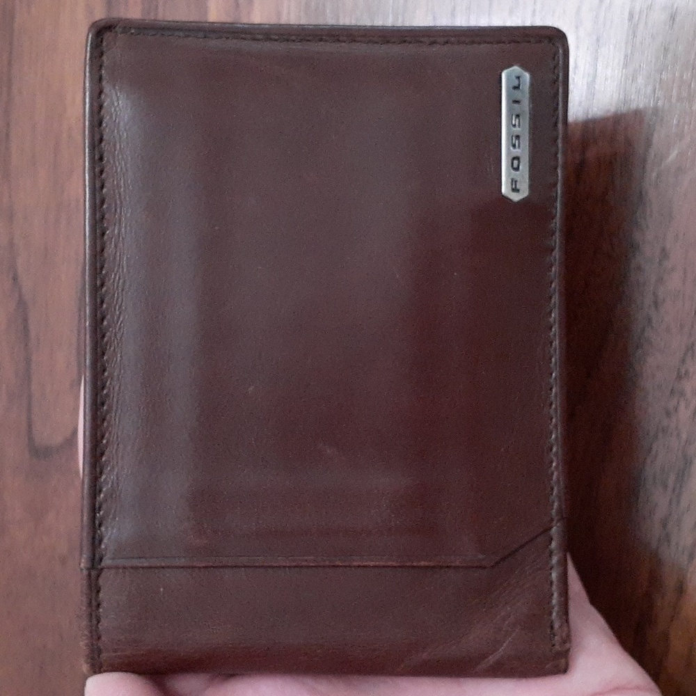 Fossil Bifold Passcase Wallet Brown Leather Money Sli… - Gem